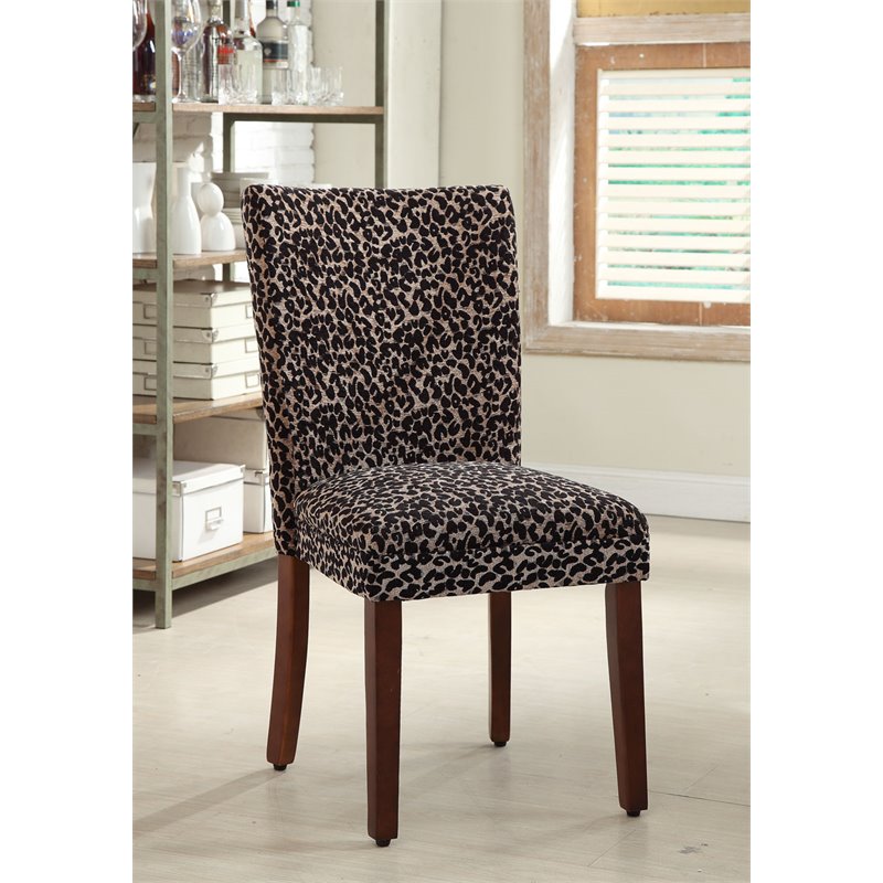 HomePop Traditional Fabric Leopard Parsons Chairs in Brown Finish (Set ...