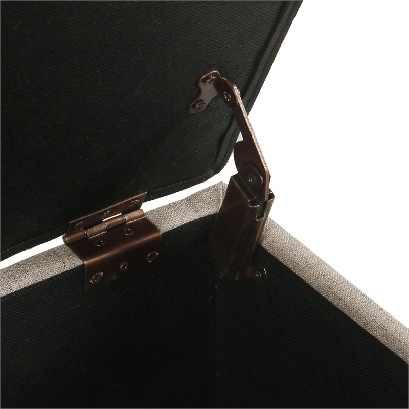 HomePop Ainsley Traditional Fabric Button Tufted Storage Bench in Tan