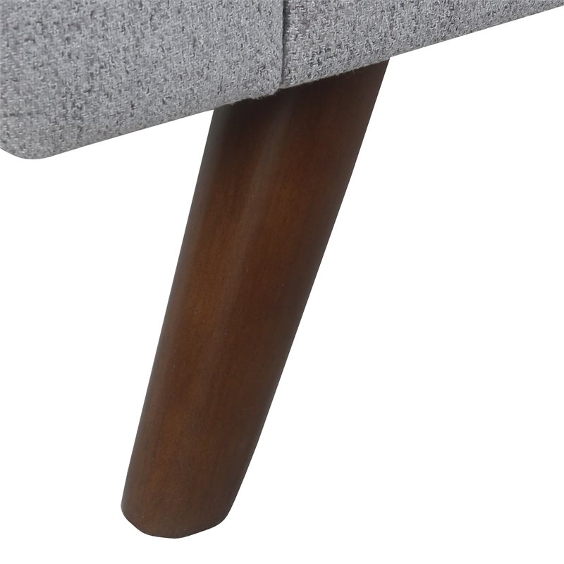 HomePop Modern Woven Fabric Storage Bench with Wood Legs in Gray