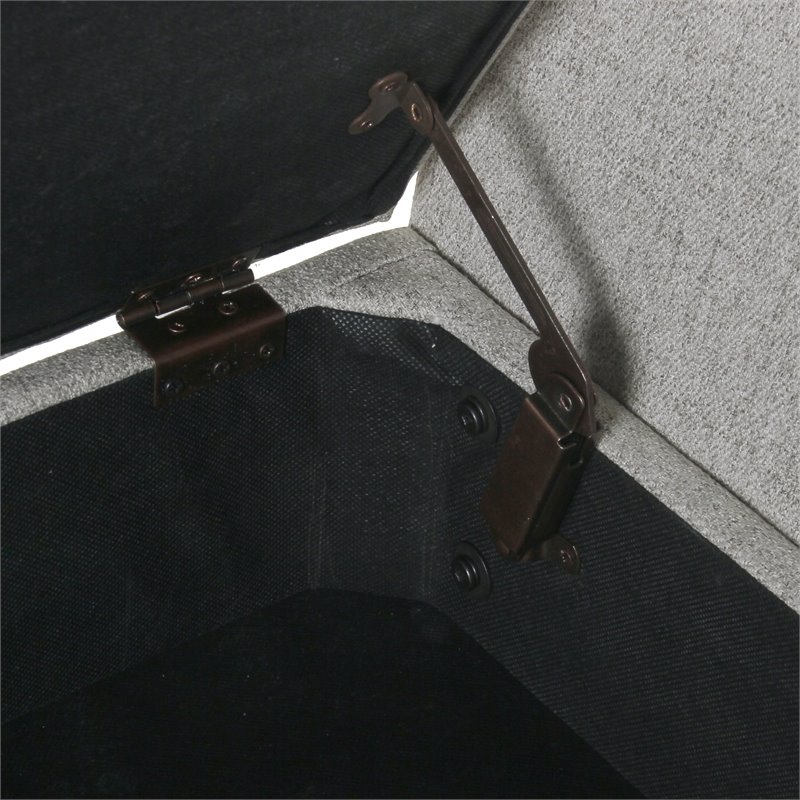 HomePop Modern Woven Fabric Storage Bench with Wood Legs in Gray