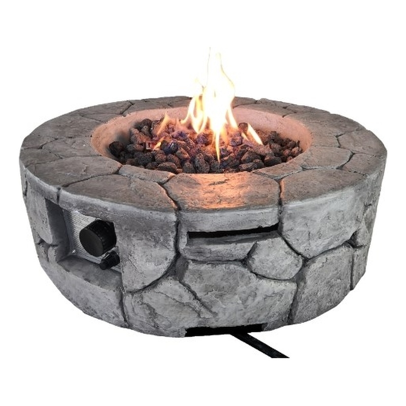 Living Source International 31"W Concrete Stone Propane Fire Pit in ...
