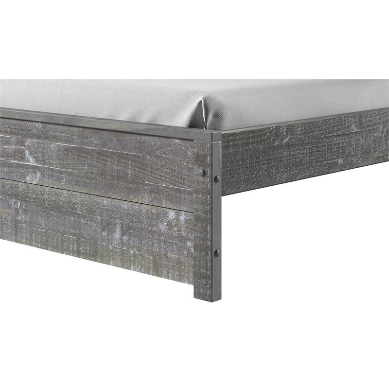Hampton Solid Wood Bed Queen Size - Misty Grey Finish
