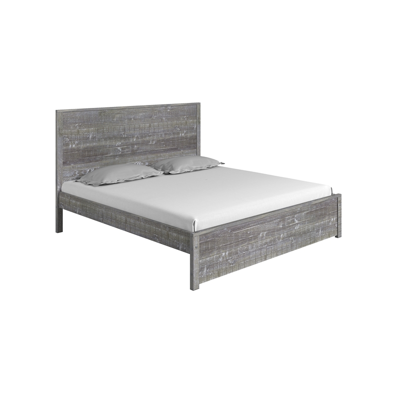 Hampton Solid Wood Bed Queen Size - Misty Grey Finish