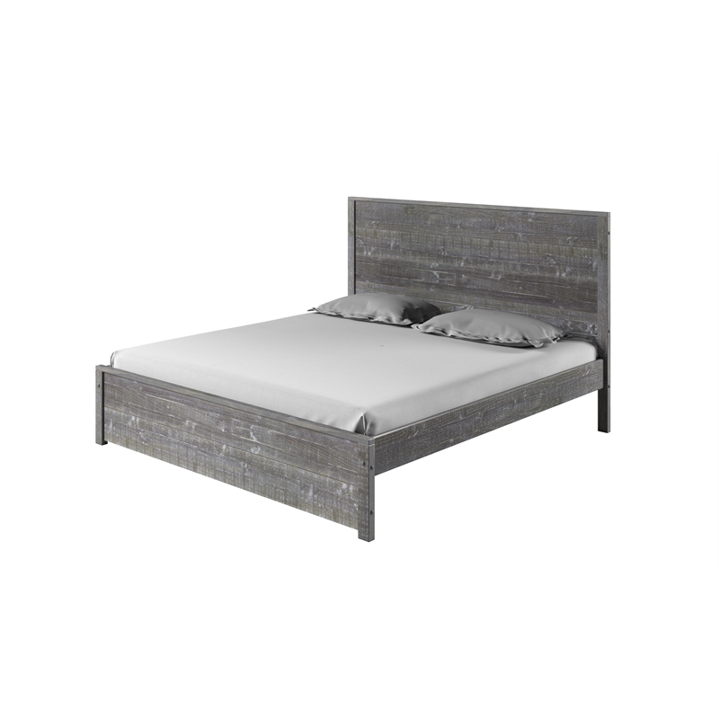 Hampton Solid Wood Bed Queen Size - Misty Grey Finish