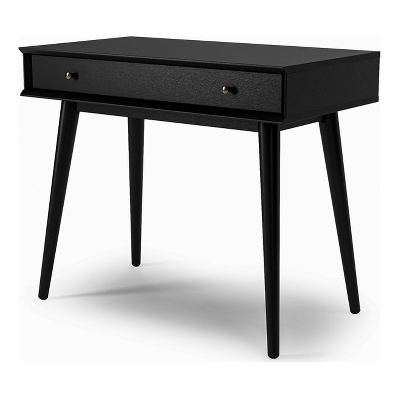 Mid Century Desk One Drawer - Black Finish