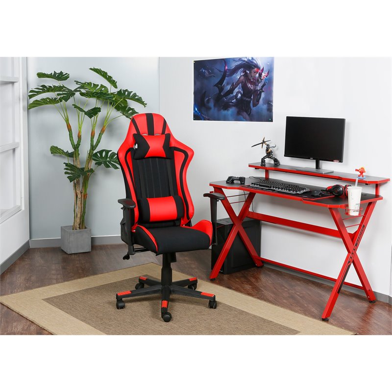 JJS PU Faux Leather Gaming Computer Chair with Removable Headrest in ...