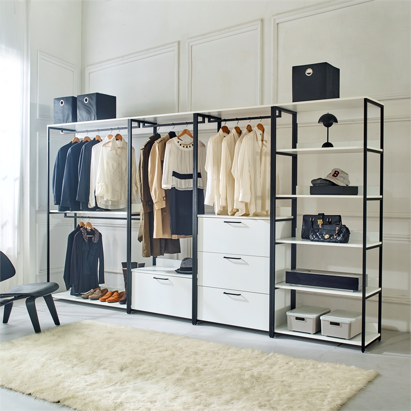 Fiona Wood and Metal Walk-in Closet with Five Shelves | Homesquare