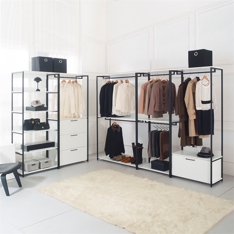 Fiona Wood and Metal Walk-in Closet with Five Shelves | Homesquare