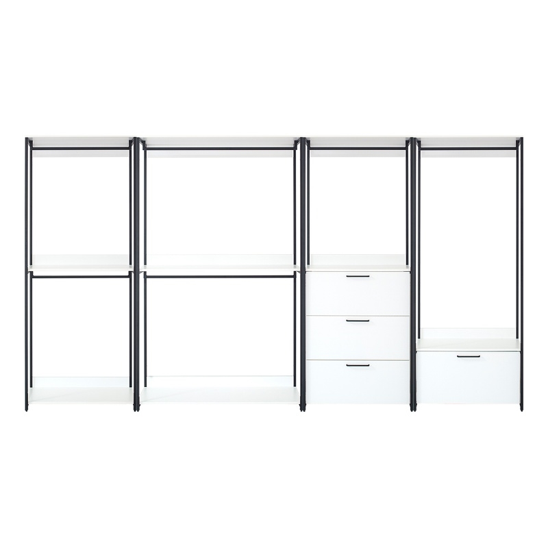 Fiona White Freestanding Walk in Wood Closet System with Metal Frame