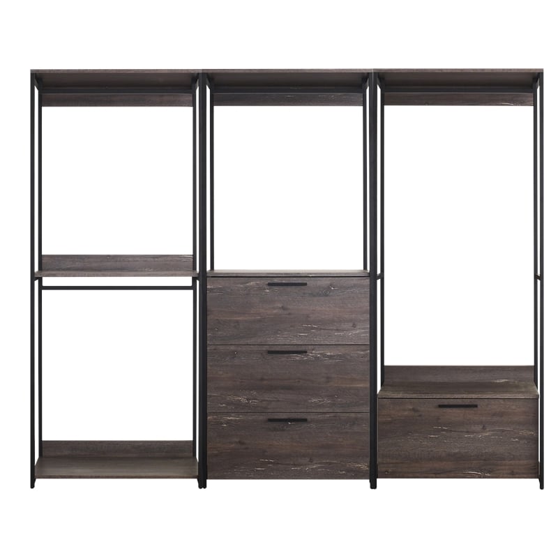 Klair Living Monica Contemporary Engineered Wood & Metal Closet in Gray ...