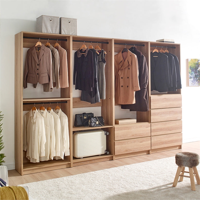 Prosper Oak Freestanding Walk in Wood Closet System | Cymax Business