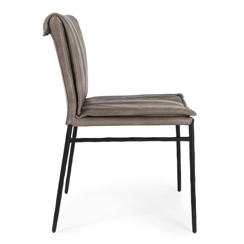 Classic Home Mayer Pewter Gray Premium Leather Dining Chair Set of 2 ...