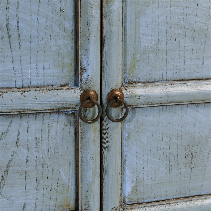 Classic Home Crafton 4-Door Reclaimed Pine Wood Blue Sideboard Buffet