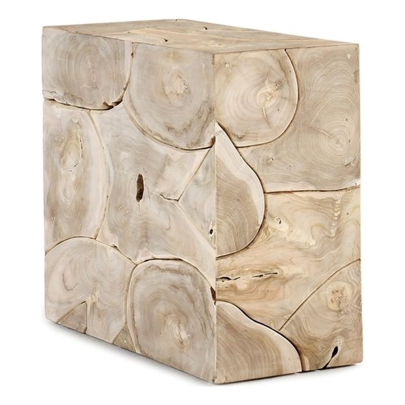 Classic Home Sorrento Natural Teak Wood End Table Bleached