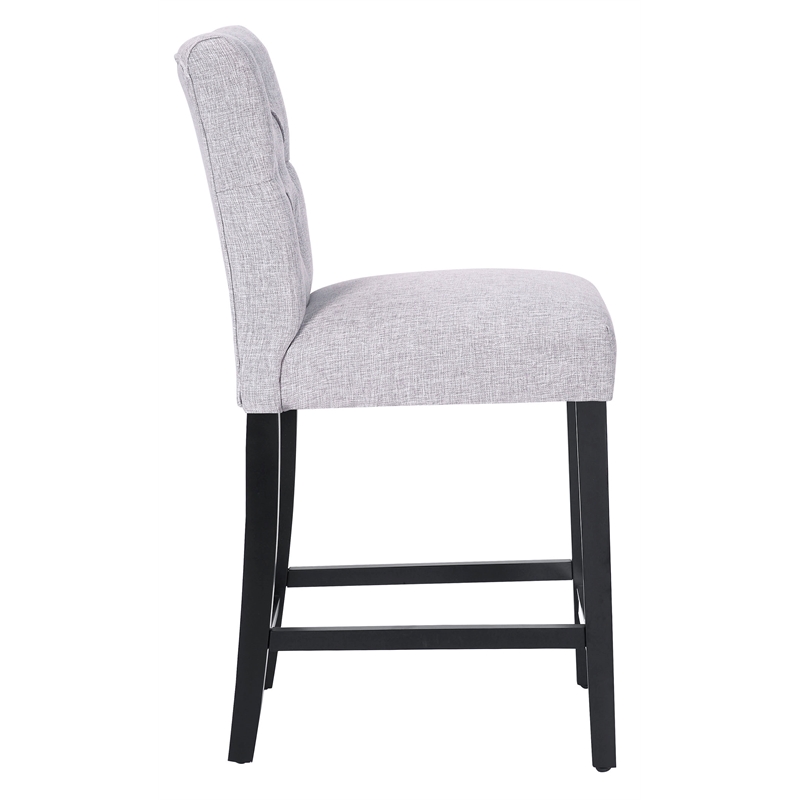 Jameson 24" Linen Fabric Tufted Upholstered Bar Stool/Black | Cymax ...