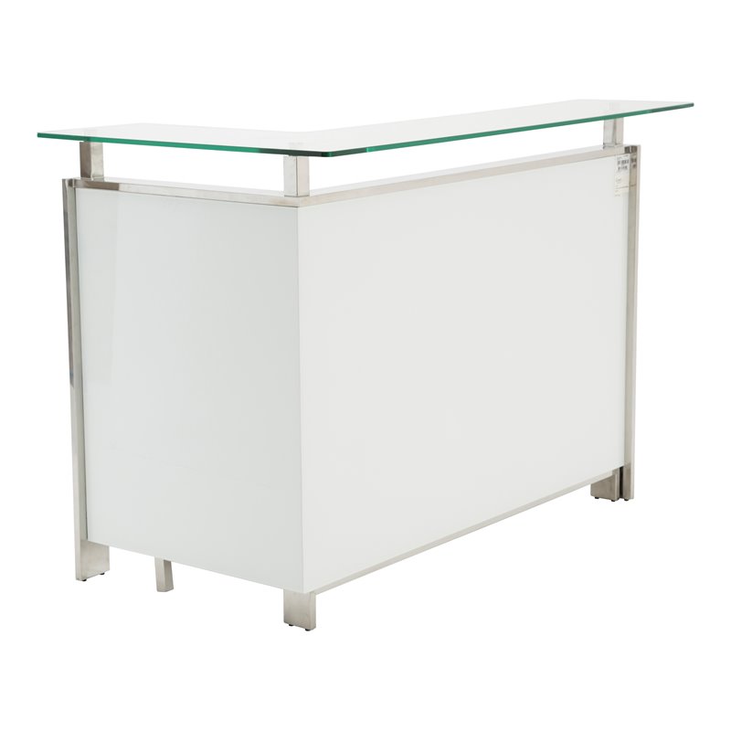 Michael Amini State St. Stainless Steel Bar with Glass Top in Glossy ...
