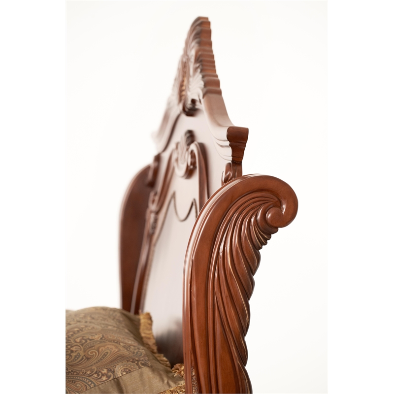 Michael Amini Cortina Queen Wood Sleigh Bed in Honey Walnut | Cymax ...