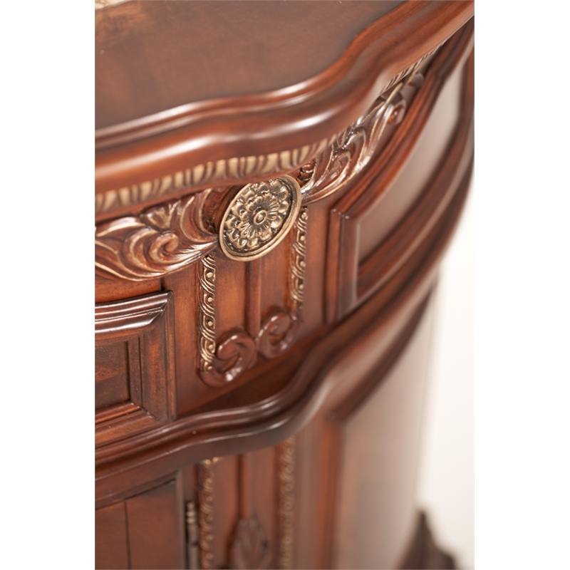 Michael Amini Cortina Wood Bedside Chest in Honey Walnut