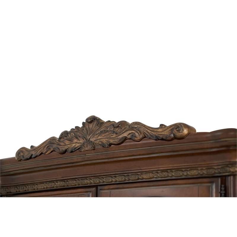 Michael Amini Villa Valencia China Cabinet with Lighting - Classic Chestnut