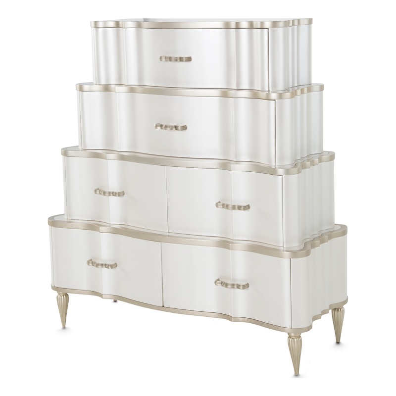 Michael Amini London Place 6-Drawer Tiered Chest - Creamy Pearl | Cymax ...