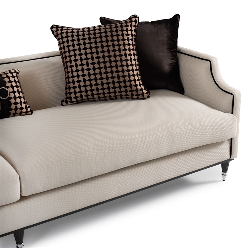 Michael Amini La Francaise Mansion Sofa - Cafe au Lait/Black | Cymax ...