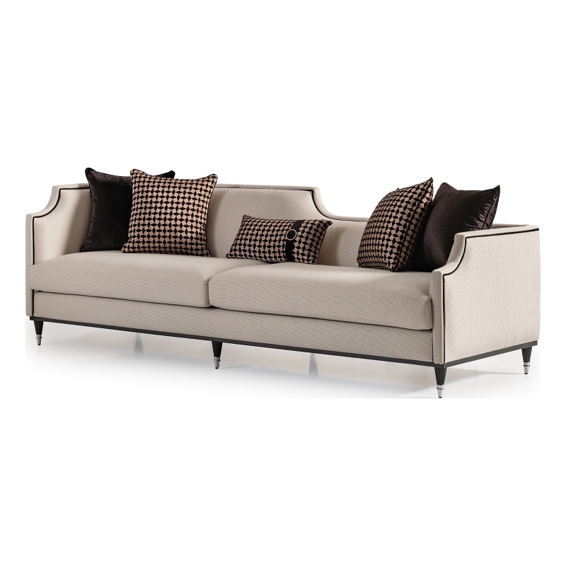 Michael Amini La Francaise Mansion Sofa - Cafe au Lait/Black | Cymax ...