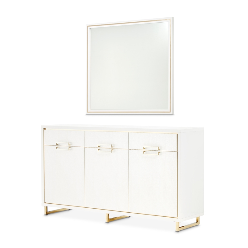 Palm Gate Sideboard with Mirror - Cloud White | Cymax Business