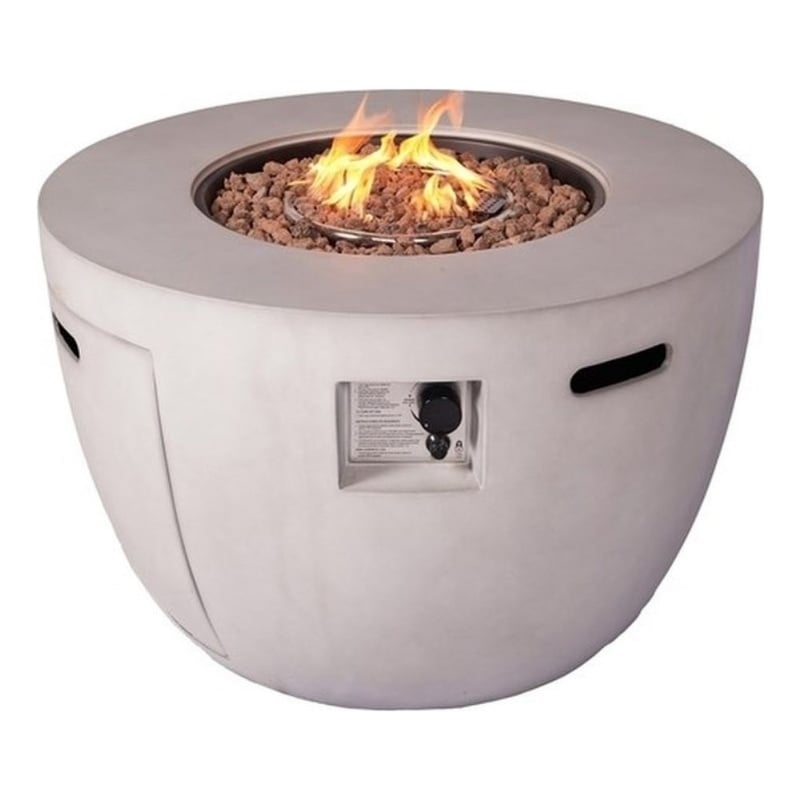 Gray Aluminum Patio and Outdoor Round Firepit Table with Rain Cover ...