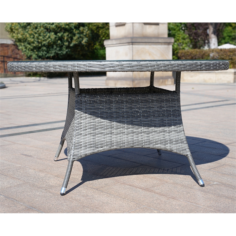 Direct Wicker Attina 7-Piece Gray Wicker Dining Set with Gray Cushions ...