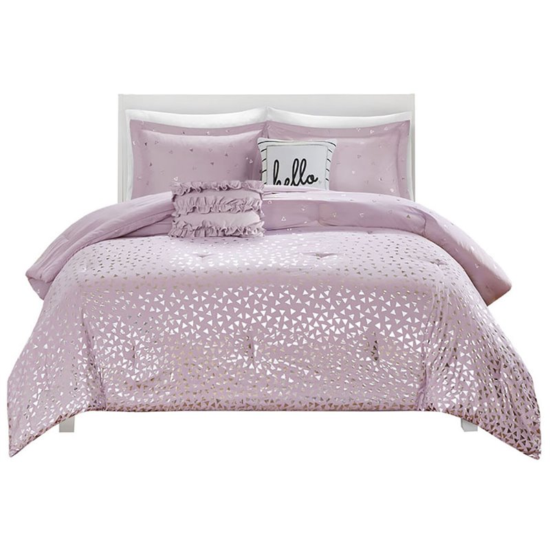 Intelligent Design 5-Piece Polyester Metallic Comforter Set in Purple ...