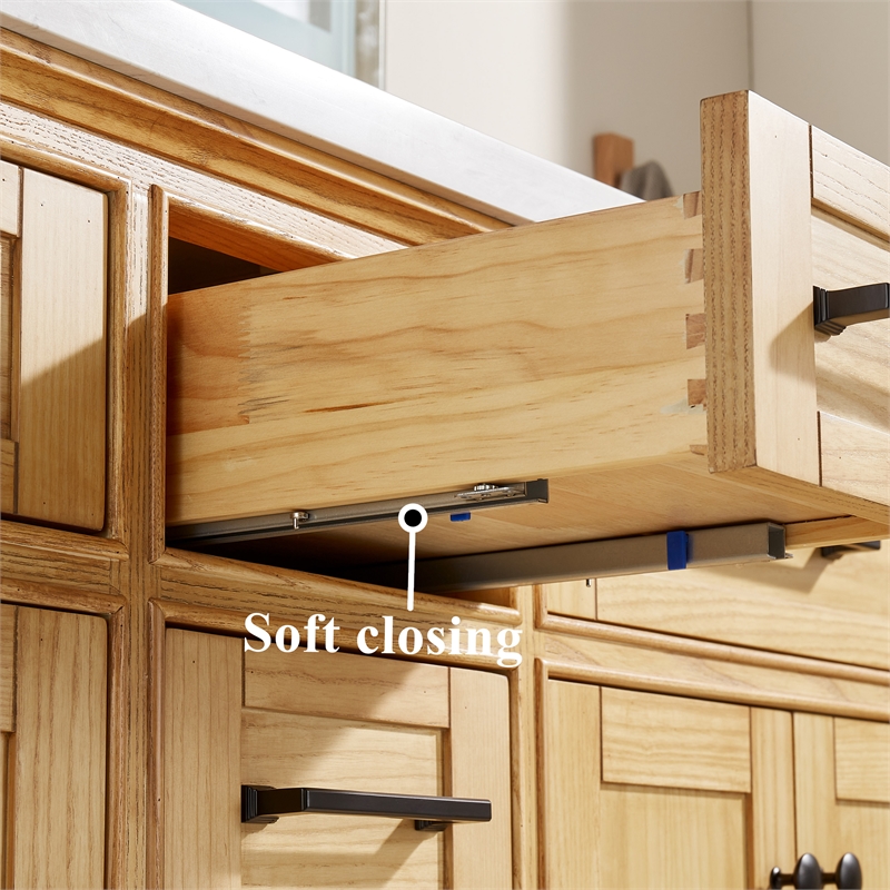 Avila 60 inch wood veneer double sink vanity with marble and ceramic ...