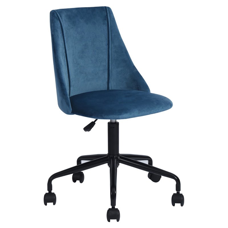 FurnitureR Modern Velvet Upholstered Adjustable Swivel Task Chair in ...