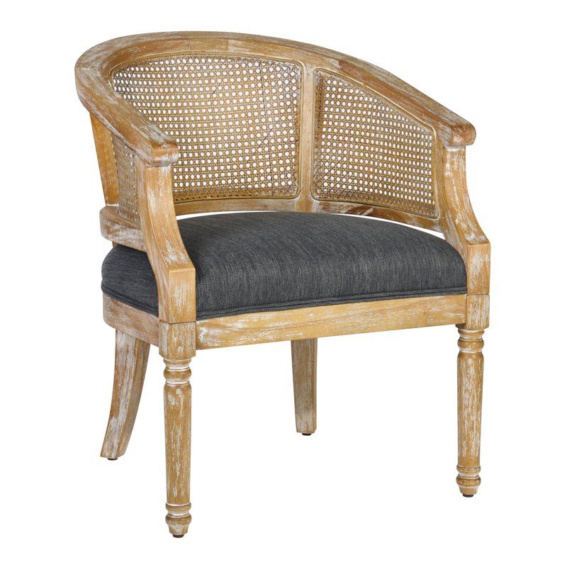 FurnitureR Ronit Traditional Linen French Country Accent Chair in Gray ...