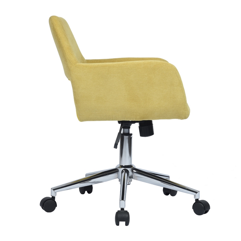 Homycasa Yellow Velvet Upholstered Task Chair Swivel Home Office Chair ...