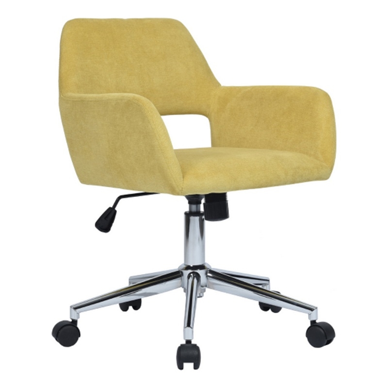 Homycasa Yellow Velvet Upholstered Task Chair Swivel Home Office Chair ...