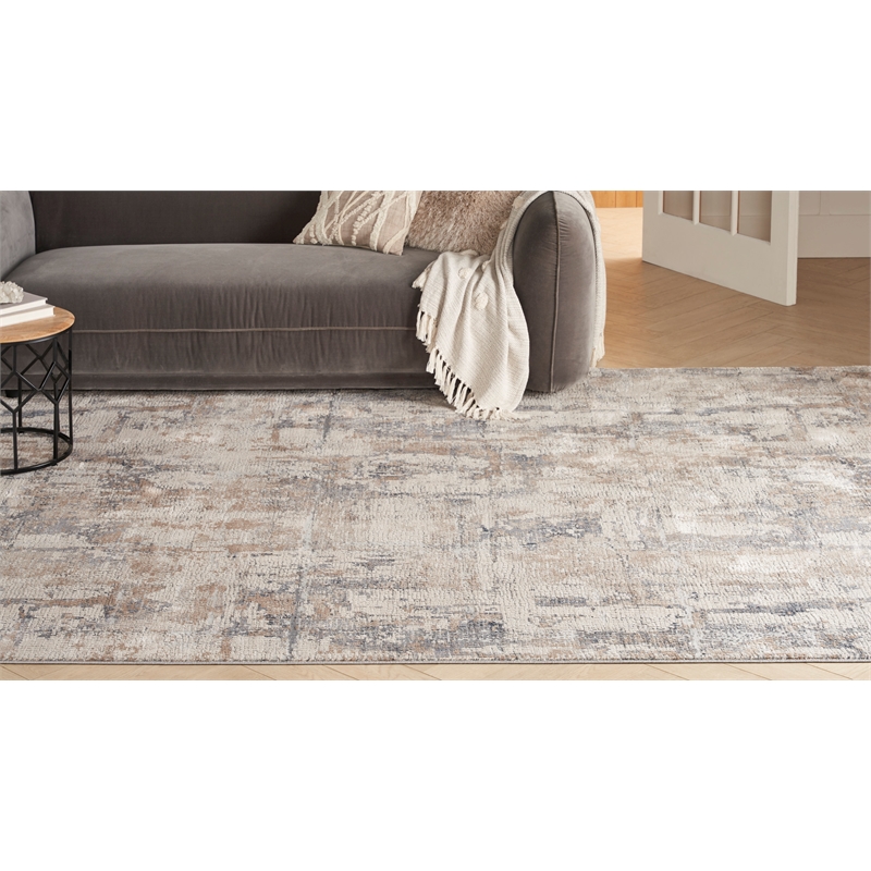 Nourison Rustic Textures 111" x 153" Fabric Indoor Rug in Beige & Gray ...