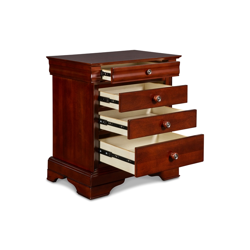 New Classic Furniture Versailles Solid Wood Engineered Wood Nightstand in Cherry