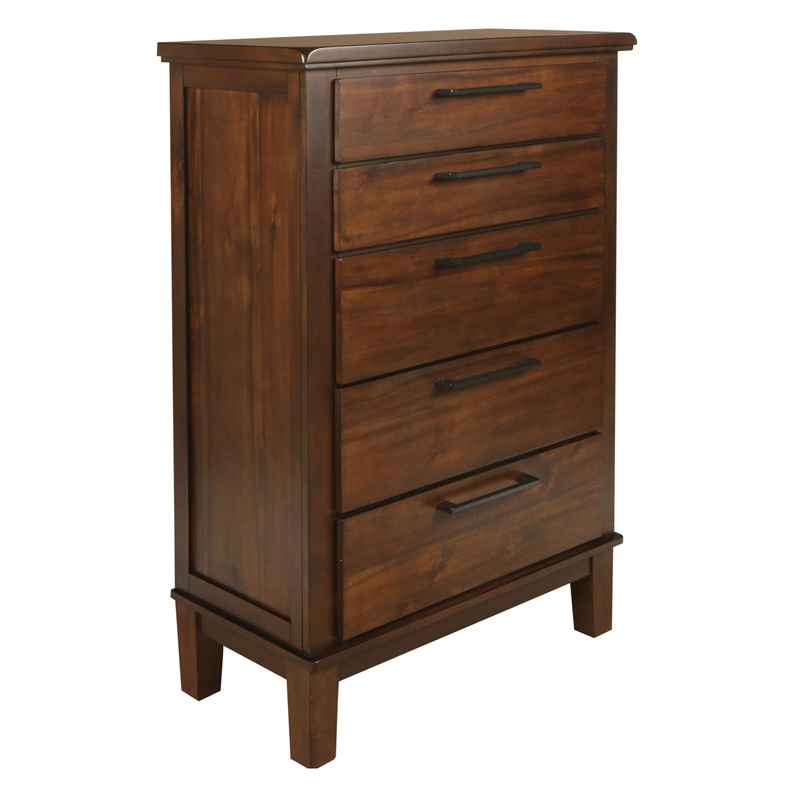 New Classic Furniture Cagney 5-Drawer Solid Wood Chest in Chestnut ...
