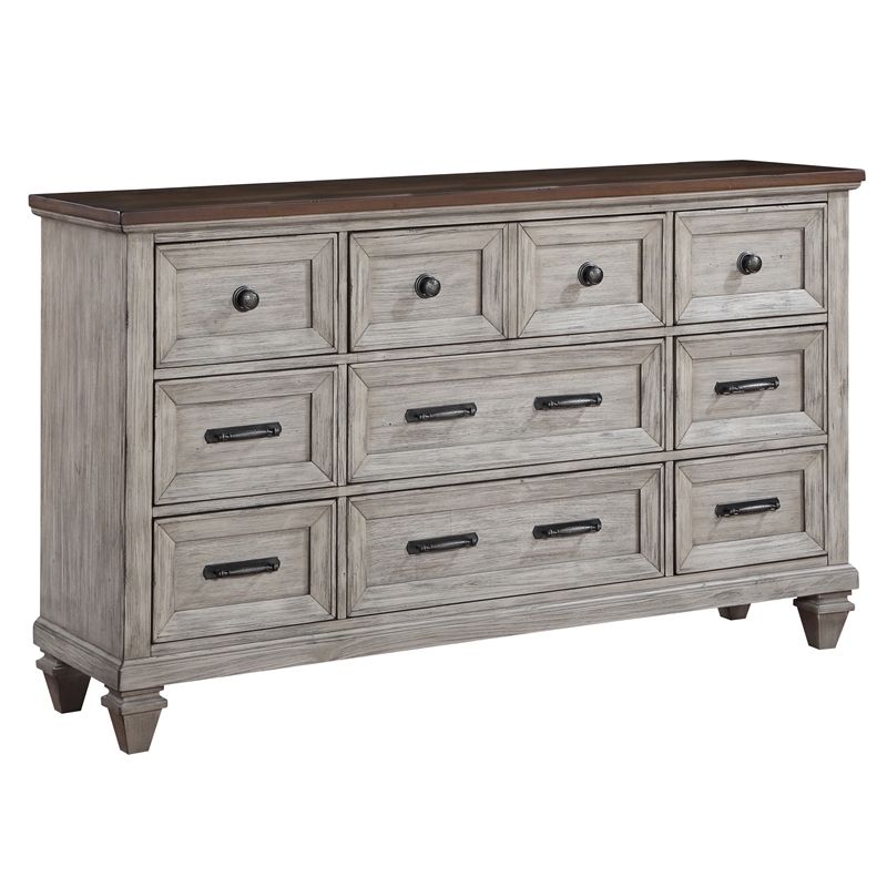 New Classic Furniture Mariana 9-Drawer Solid Wood Dresser in Vintage ...