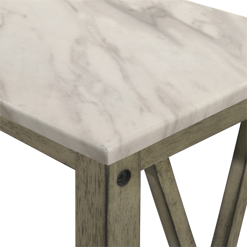 New Classic Furniture Eden Solid Wood/Faux Marble End Table in Gray ...