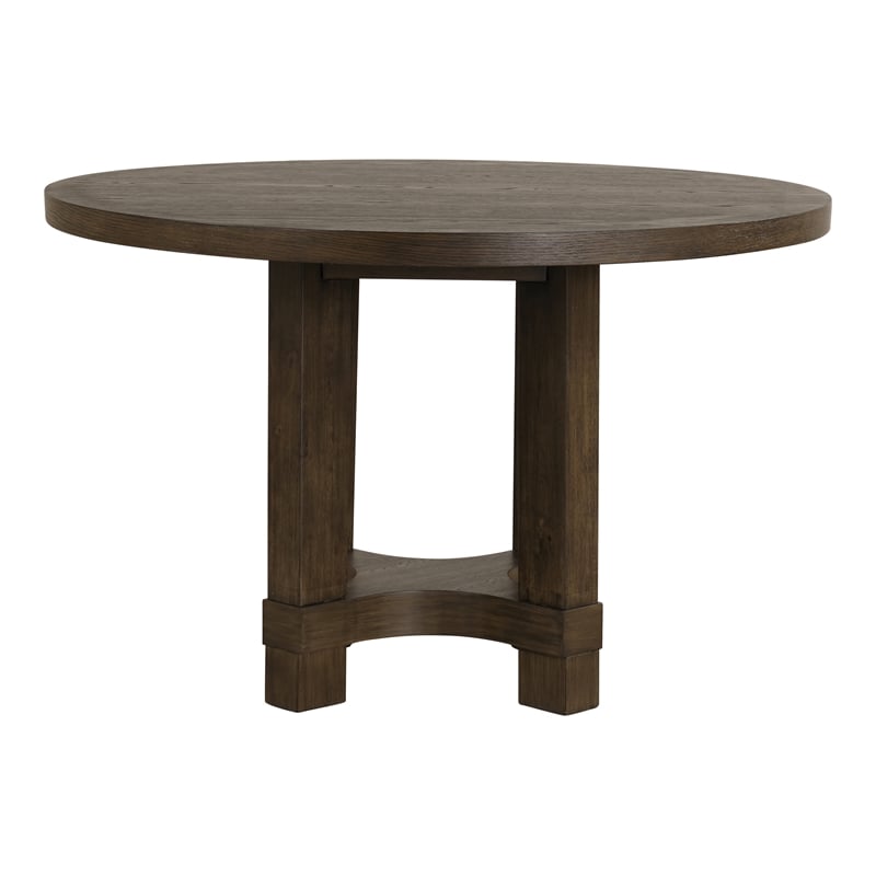 New Classic Furniture Cityscape Solid Wood Round Dining Table in Walnut