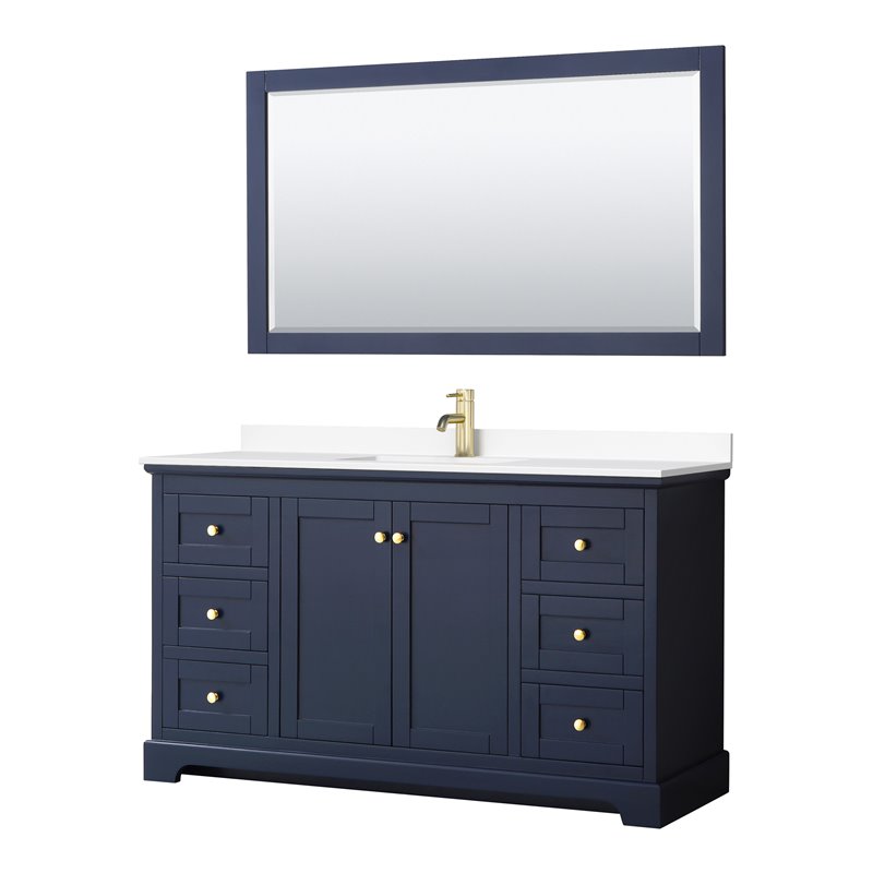Wyndham Collection Avery 60" Wood Single Bathroom Vanity with Mirror in ...