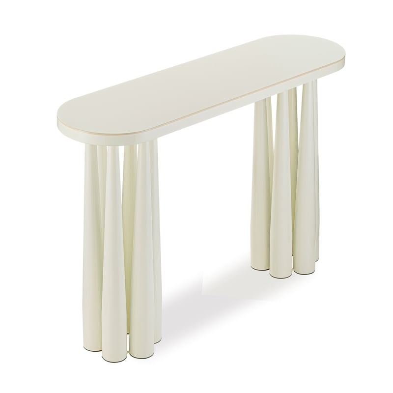 Titan Cream Glossy Console Table | Cymax Business