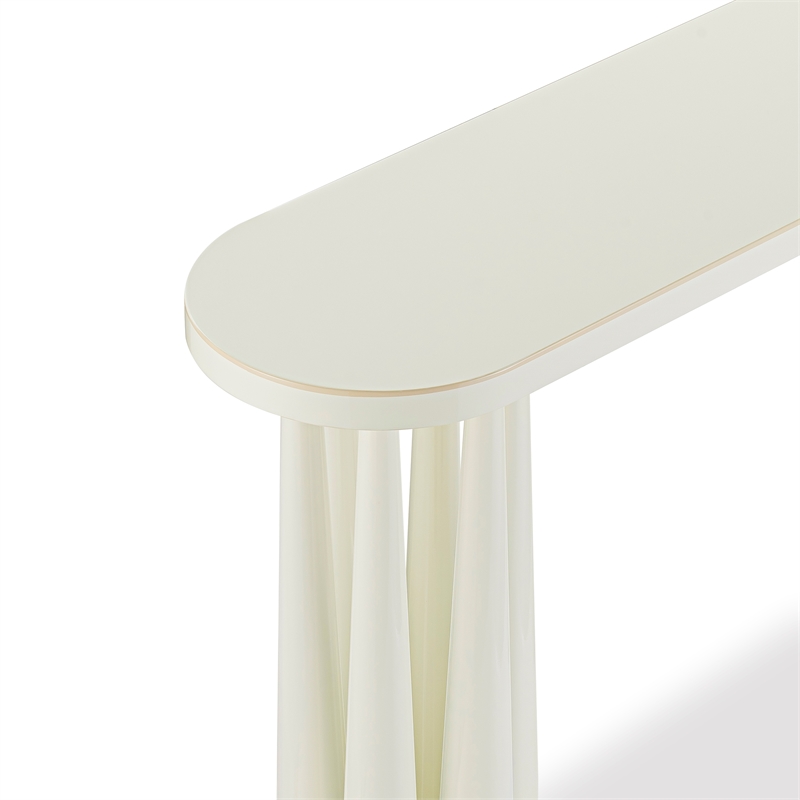 Titan Cream Glossy Console Table | Cymax Business