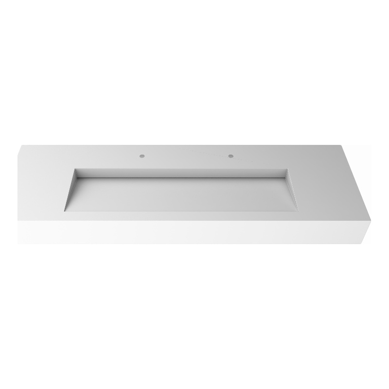 Pyramid 60" Solid Surface Manmade Stone Bathroom Sink in White | Homesquare