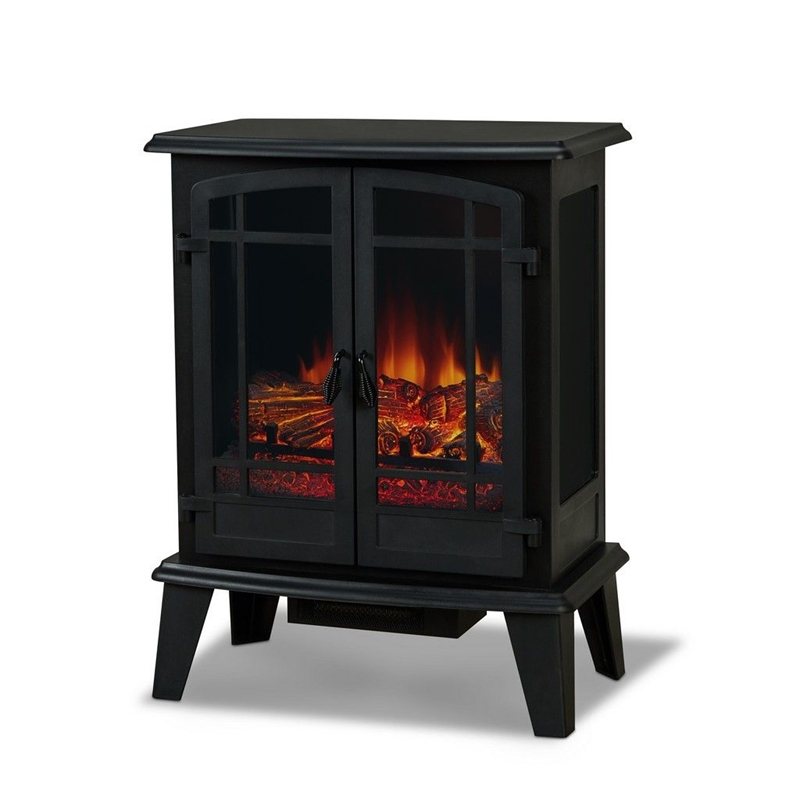Real Flame Contemporary Metal Foster Stove Electric Fireplace in Black