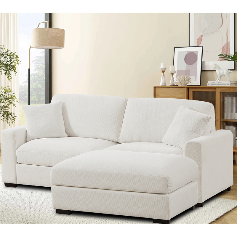 Modular Loveseat with Ottoman Chaise Chenille Wide Couch Sectionals ...