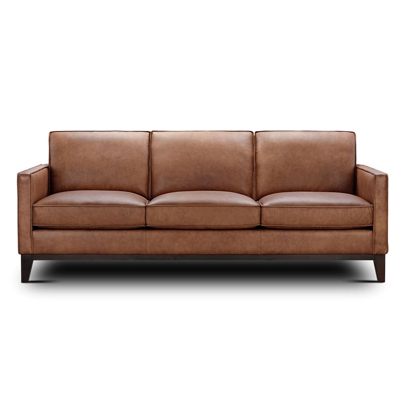 Hello Sofa Home Pimlico 86" Contemporary Top Grain Leather Sofa in ...