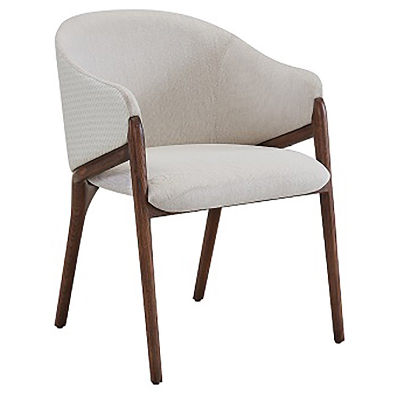 Modrest Lunde Fabric & Vegan Leather Dining Arm Chair in Walnut/Cream ...