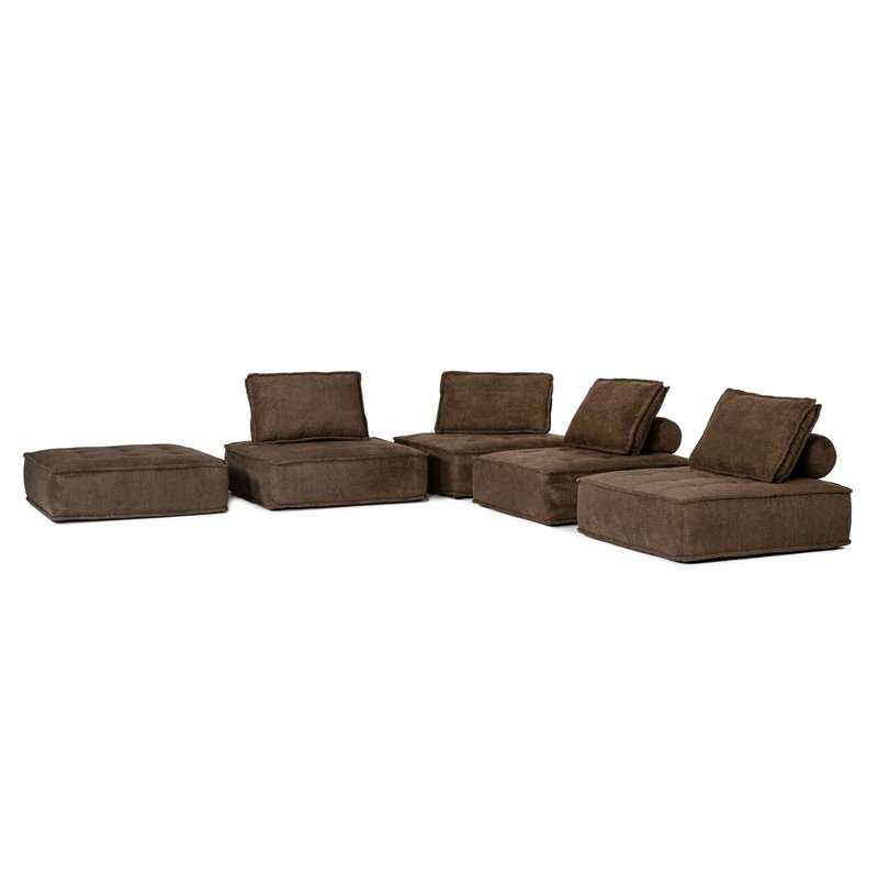 Divani Casa Nolden 5-Piece Modern Fabric Modular Sectional Sofa in Brown | Cymax Business